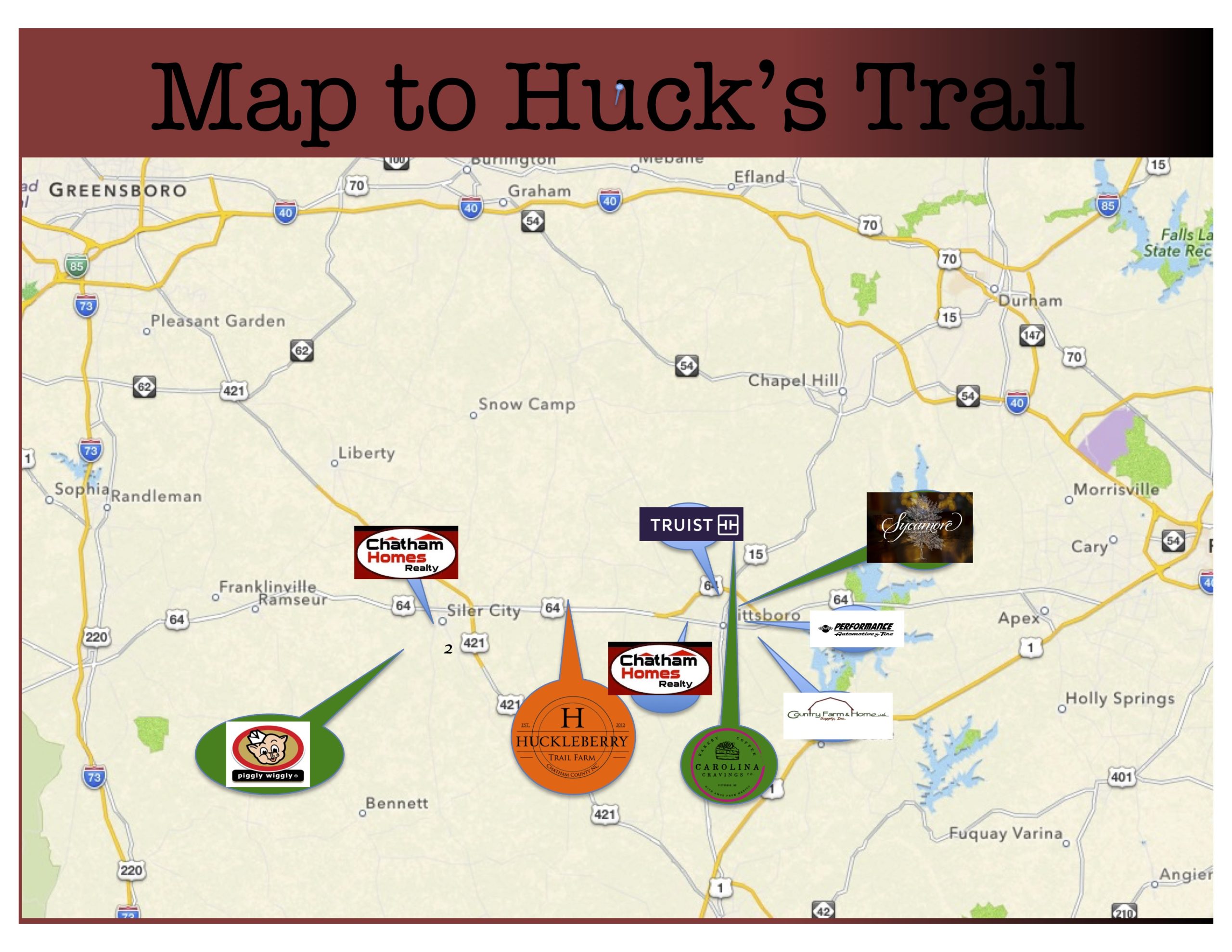 2024 Map to Hucks Trail | Huckleberry Trail Farm
